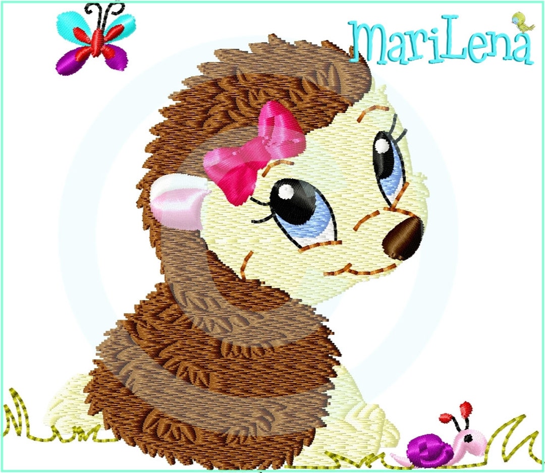 Embroidery File Hedgehog on Flower Meadow Fill 10x10 4x4 Embroidery ...