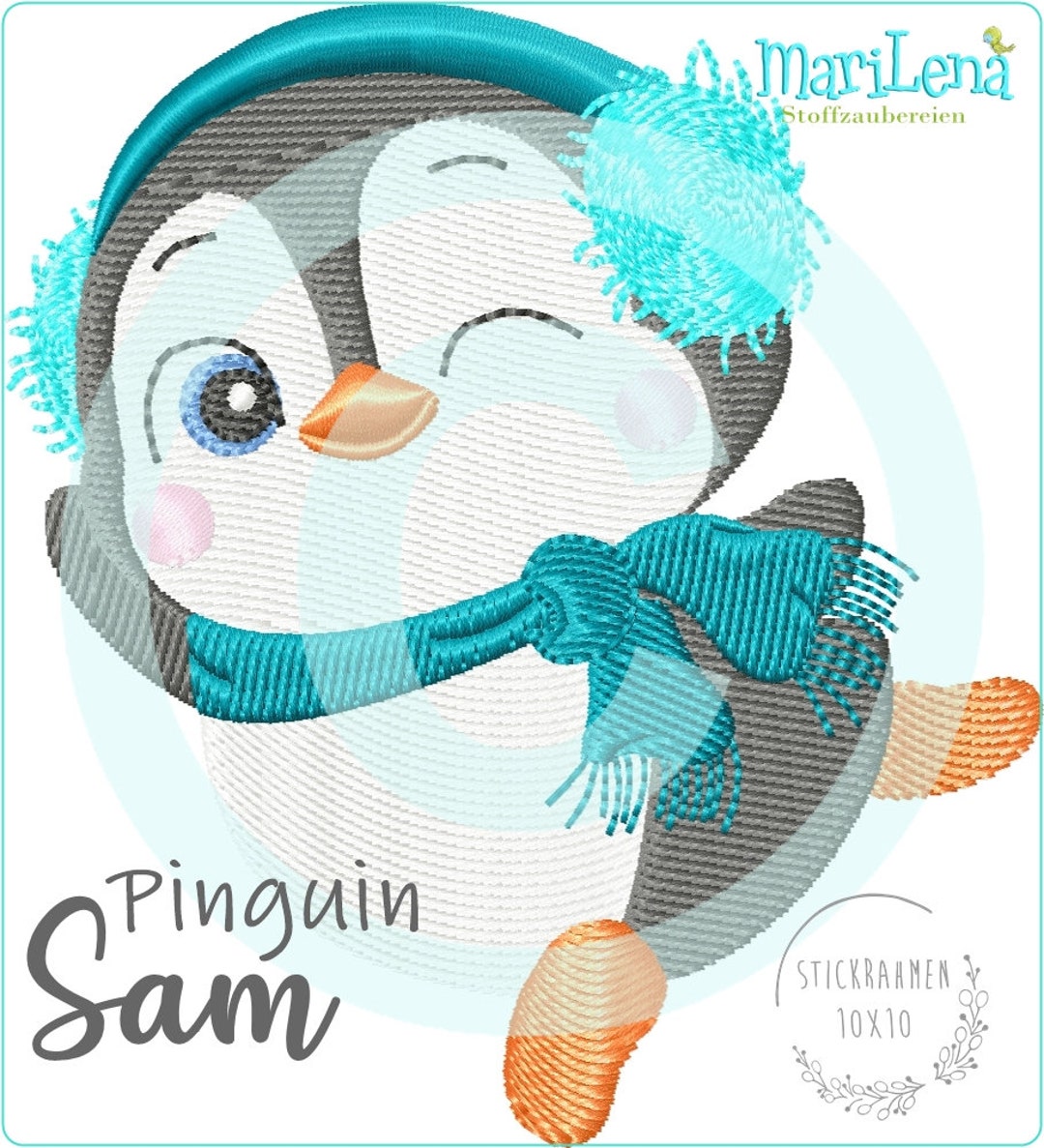 Embroidery File Penguin Sam 4 Fill Stitch 10x10 4x4 Embroidery Pattern ...