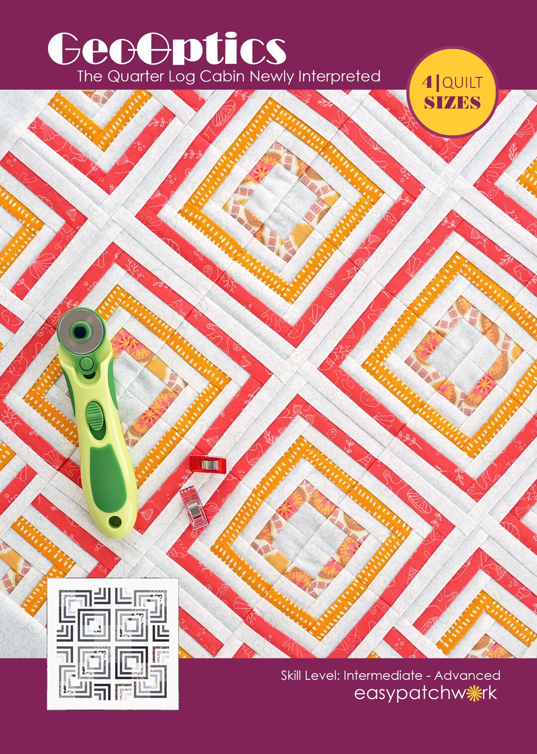 Geooptics - Printed Quilt Pattern | 4 Sizes | by Easypatchwork - Etsy