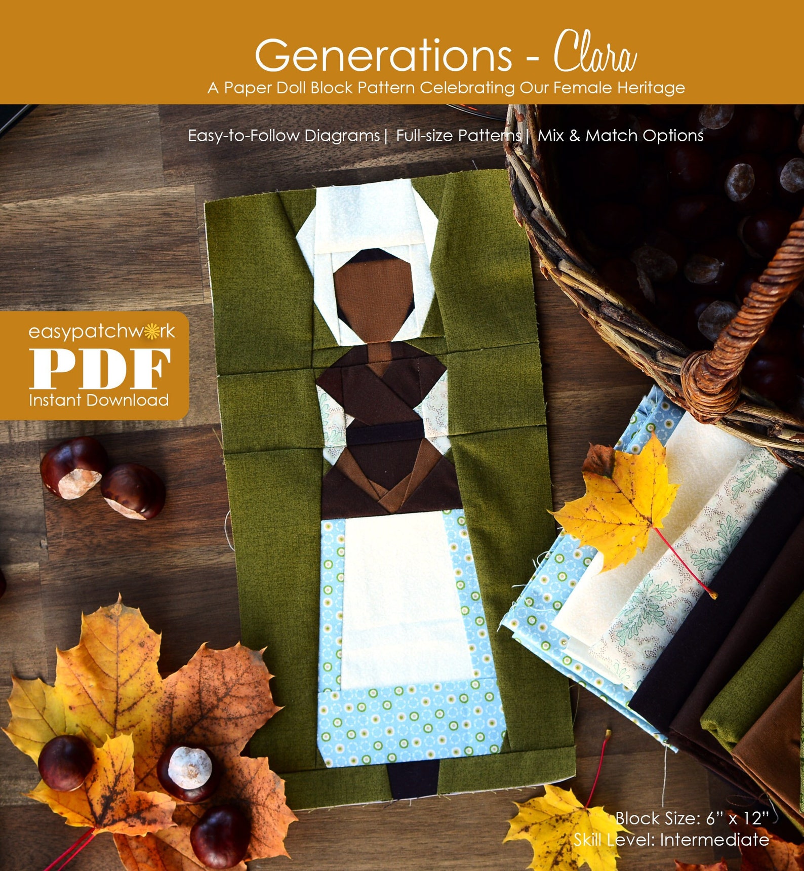 Generations Paper Dolls Series - Clara - FPP Quilt Block With Mix ...