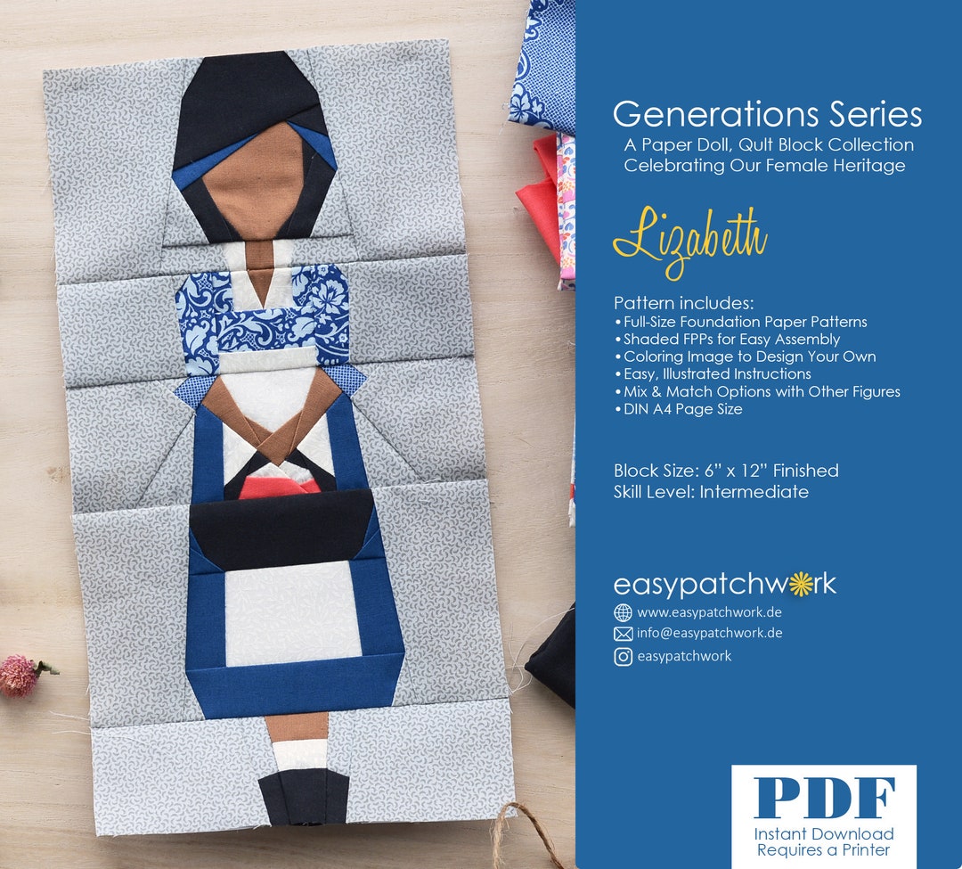 Generations Paper Dolls Series - Lizabeth- FPP Quilt Block With Mix ...