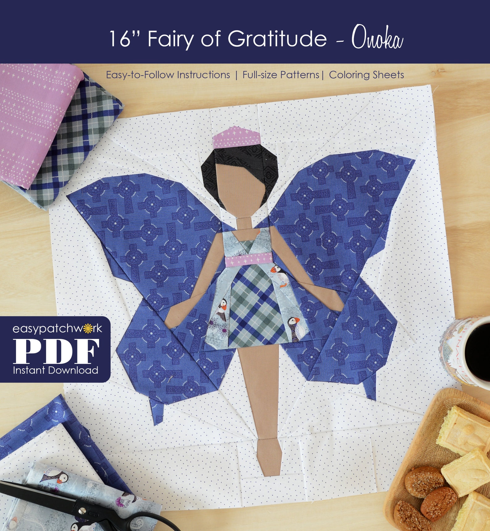 16 Fairy of Gratitude Onoka Foundation Paper Pieced Quilt Block PDF ...