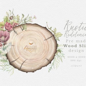 Pre Made Wood Slice Design, Rustic Wood Slice Clipart, Wood Slice With ...