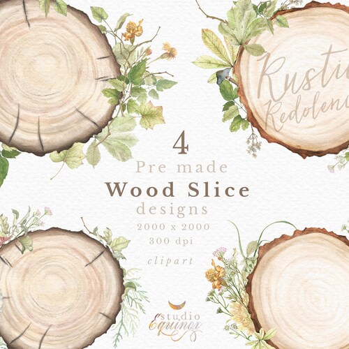 Wood Slices Watercolor Clipart Premade Wood Slice Designs - Etsy