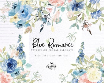 Blue flower clipart | Etsy