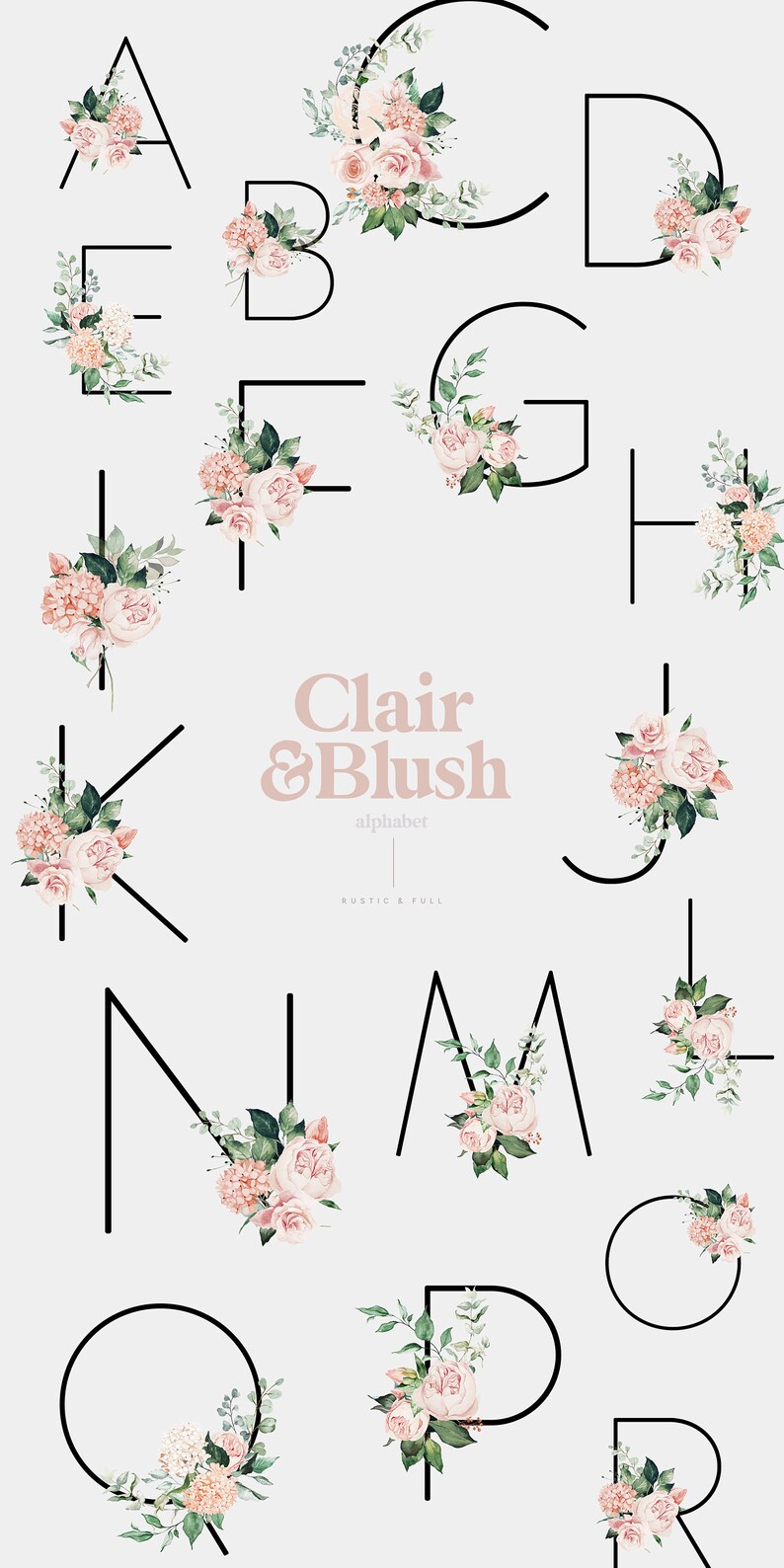 Clair & Blush Watercolor Blush Graphic Set Summer Floral - Etsy
