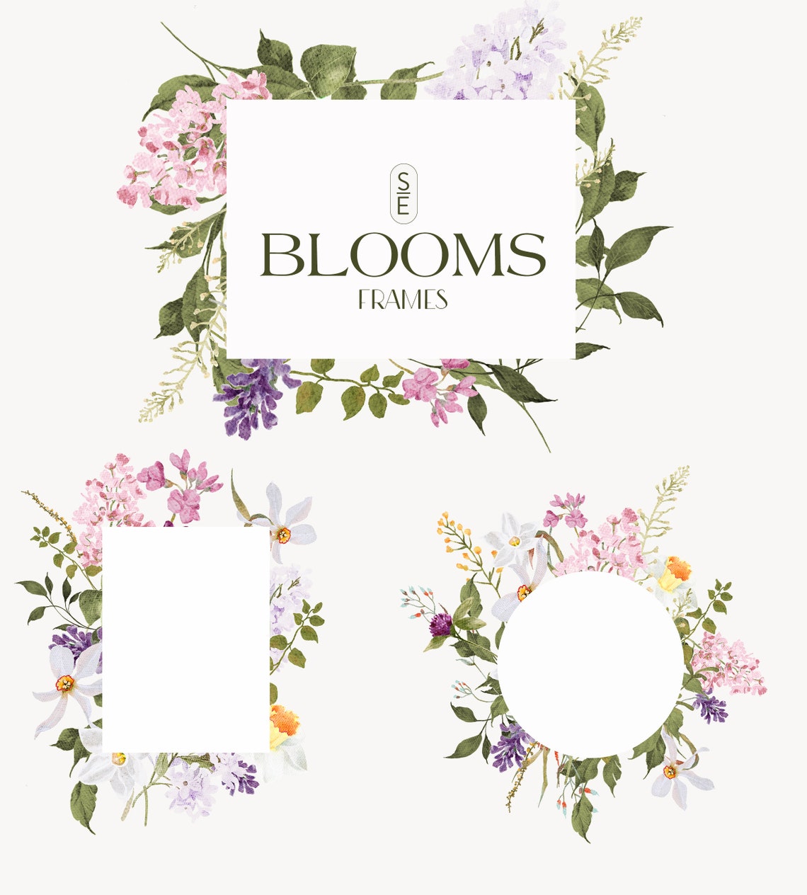 Blooms Watercolor Spring Floral Clipart Tulips Lilac | Etsy