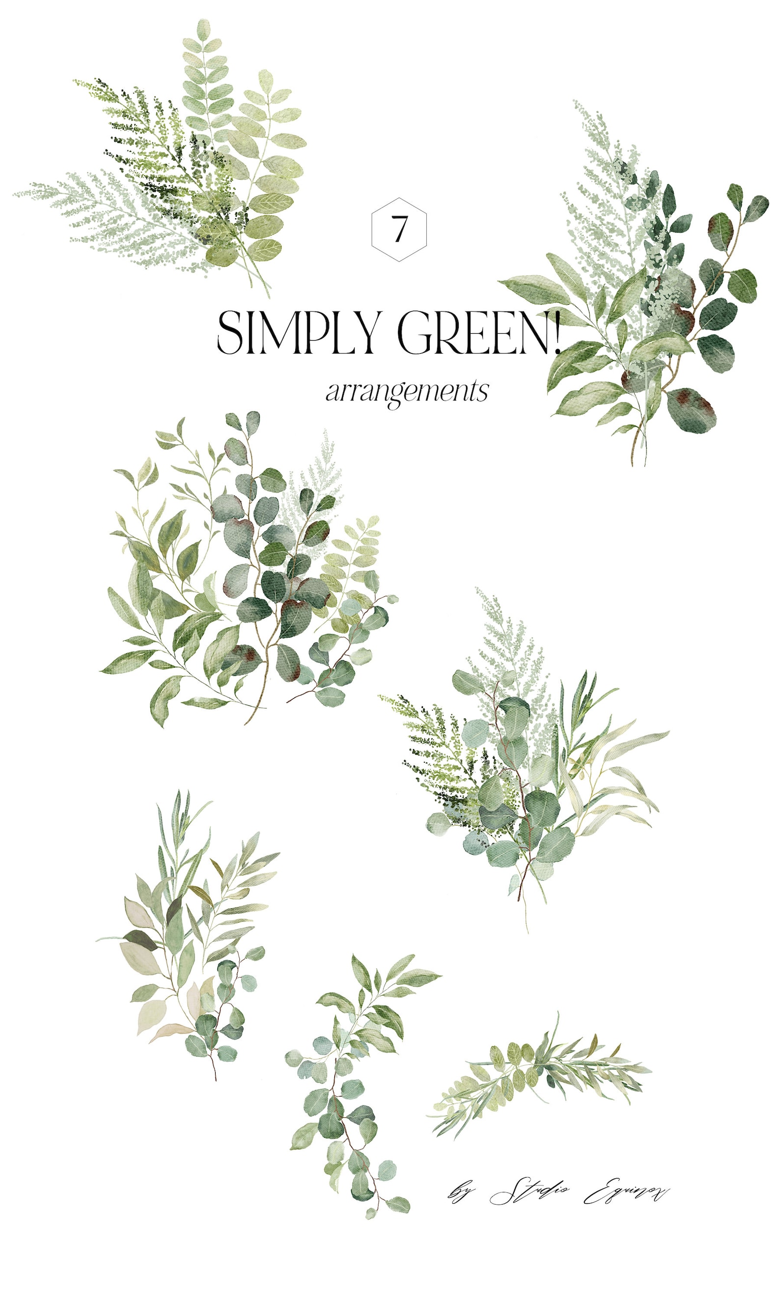 Watercolor Greenery Clipart Set Greenery Wreath Watercolor - Etsy