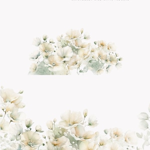 Watercolor White Flowers Clipart, Floral Bouquet, Frame, Border (PNG ...