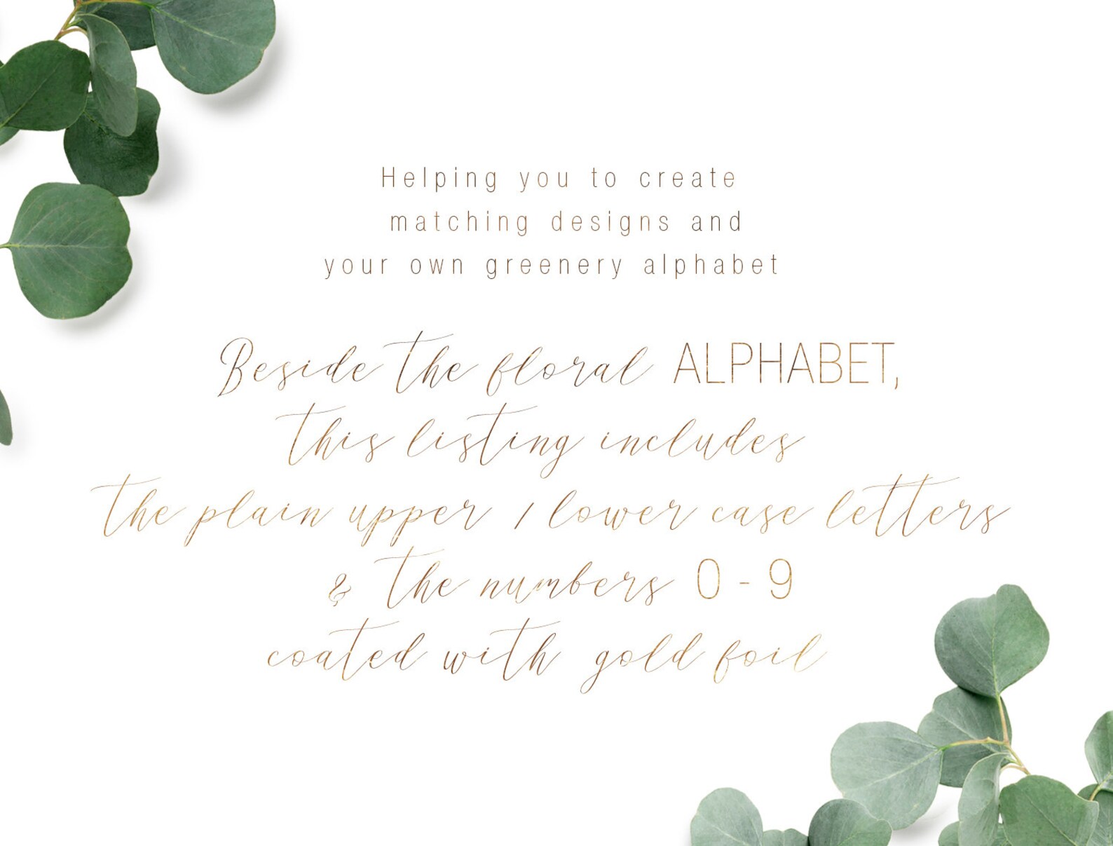 Watercolor Floral Alphabet, Gold Letters, Greenery Monogram (PNG) - Etsy