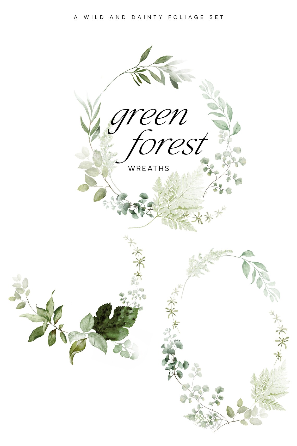 Greenery Watercolor Clipart Greenery Clipart Premade - Etsy