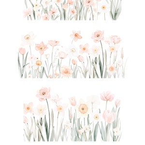 Watercolor Spring Flower Borders Clipart, Tulips, Daffodils (digital ...