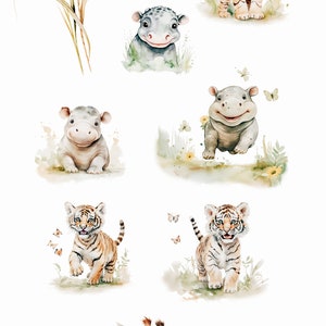 Safari Baby Animals Watercolor Clipart, Nursery Decor (digital Download ...