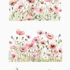Watercolor Floral Clipart, Poppy Clipart, Summer Flowers, Pink Poppy ...