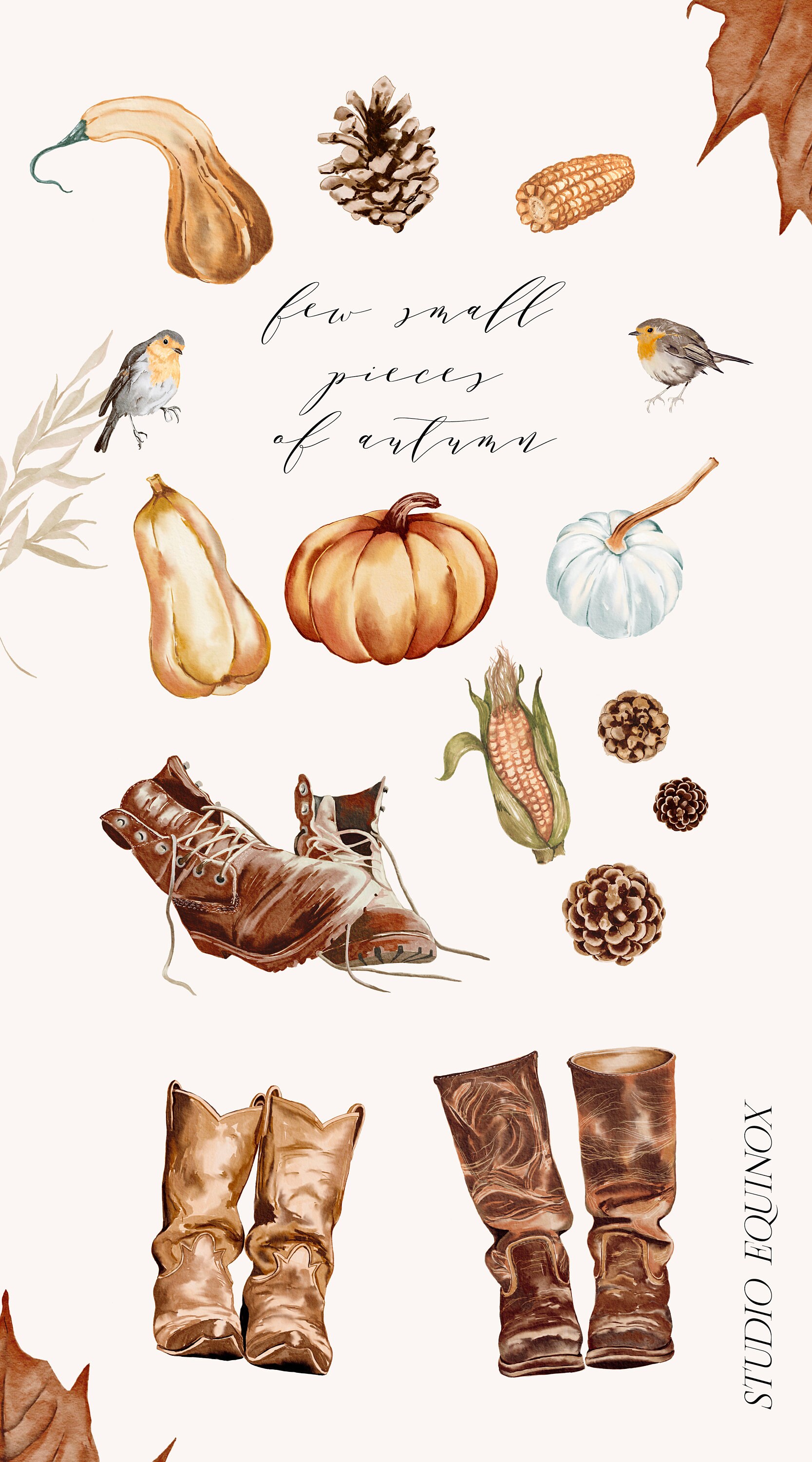 Autumn Celebration Watercolor Autumn Elements Clipart - Etsy