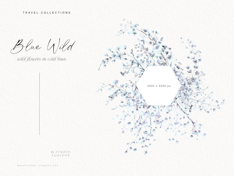 Blue Wildflower Watercolor Clipart, Floral Frames (PNG Files) - Etsy