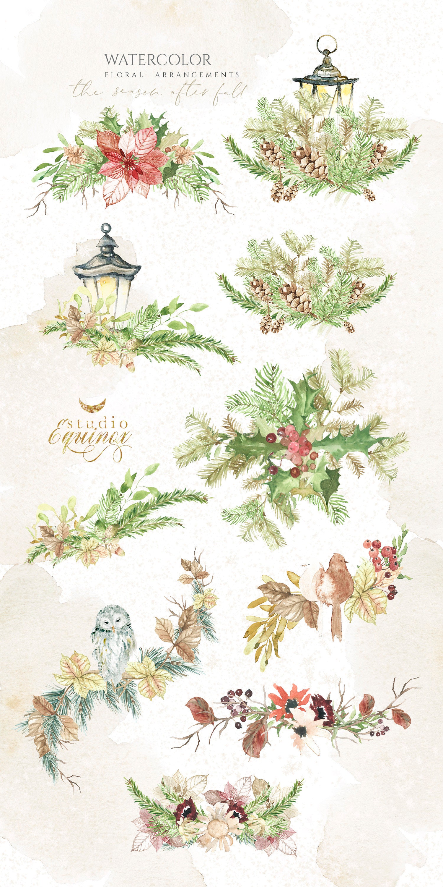 Winter Clipart Christmas Clipart Winter Arrangements - Etsy
