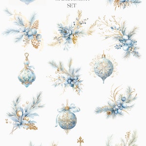 Watercolor Blue Christmas, Watercolor Winter Clipart, Winter Christmas ...