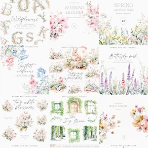 Watercolor Clipart Bundle, Spring Clipart Bundle, Watercolor Bundle ...