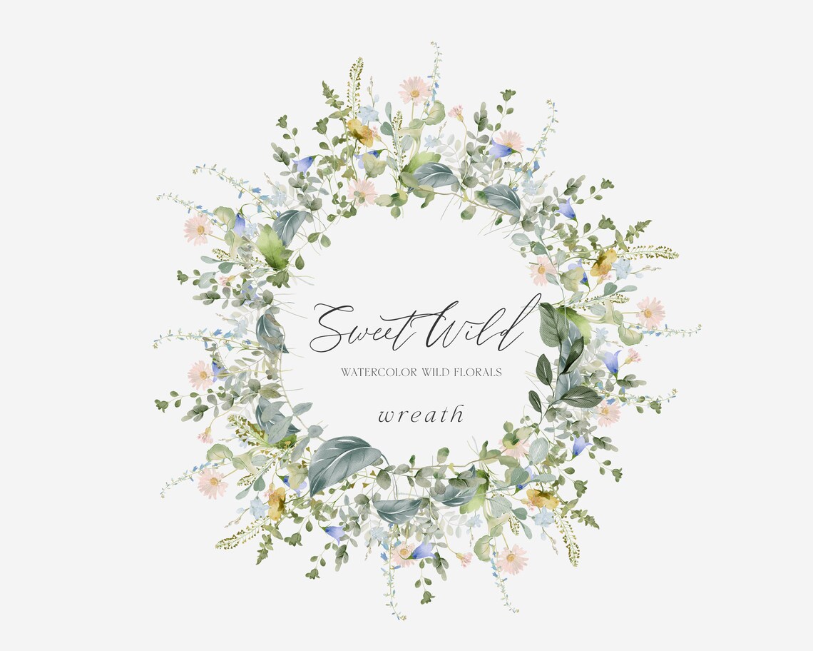 Watercolor Floral Wreaths Wild Flowers Floral Clipart - Etsy