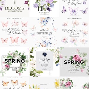Watercolor Clipart Bundle, Spring Clipart Bundle, Watercolor Bundle ...