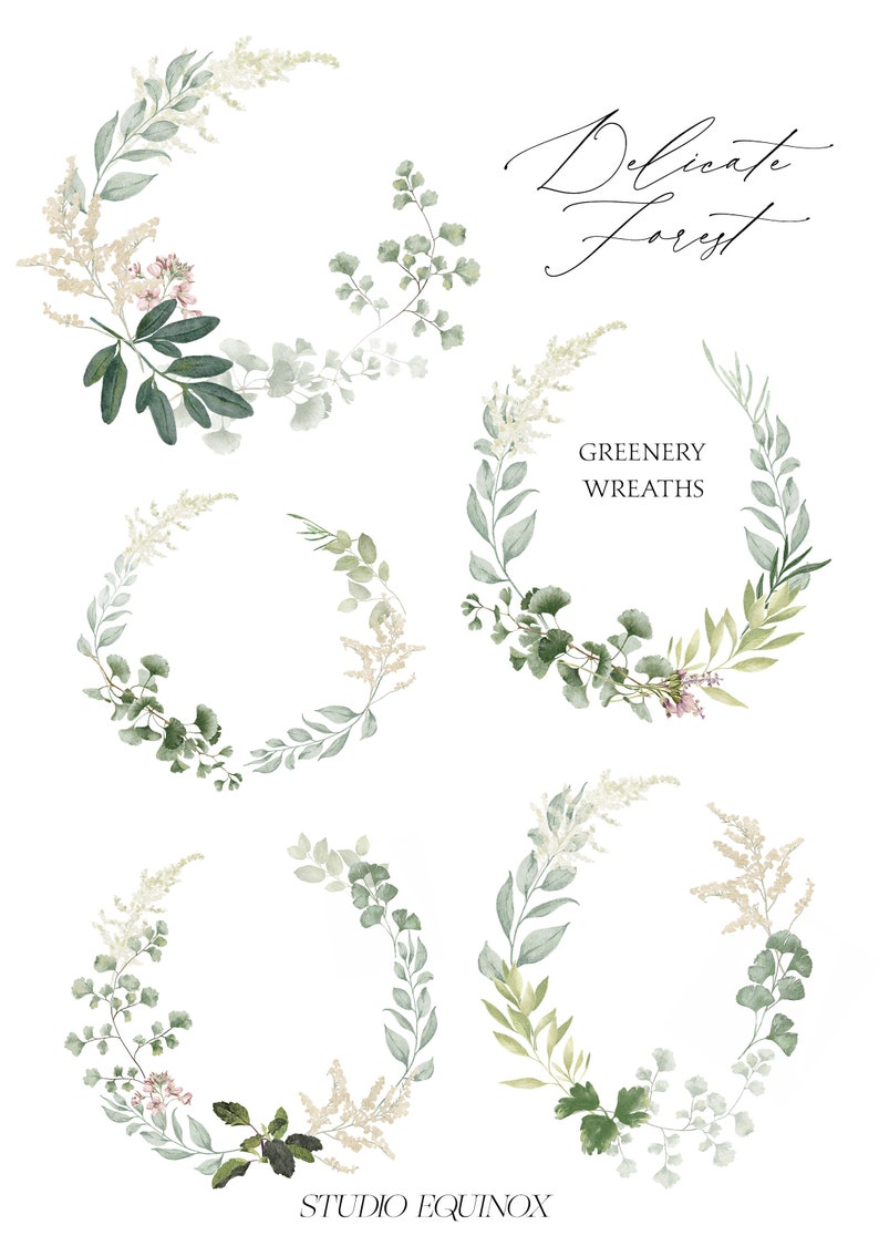Watercolor Greenery Clipart Greenery Foliage Greenery - Etsy