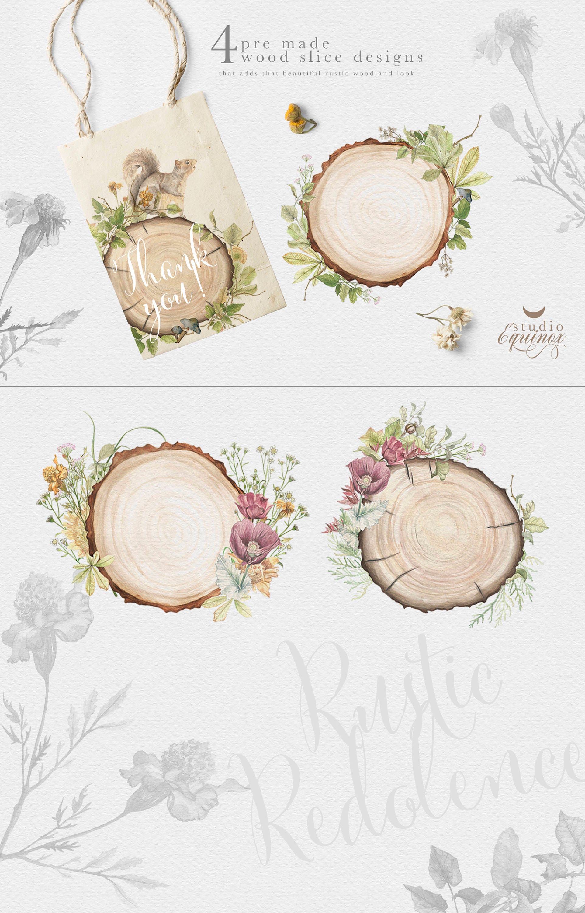 Rustic Watercolor Clipart Set Forest Clipart Squirrel | Etsy