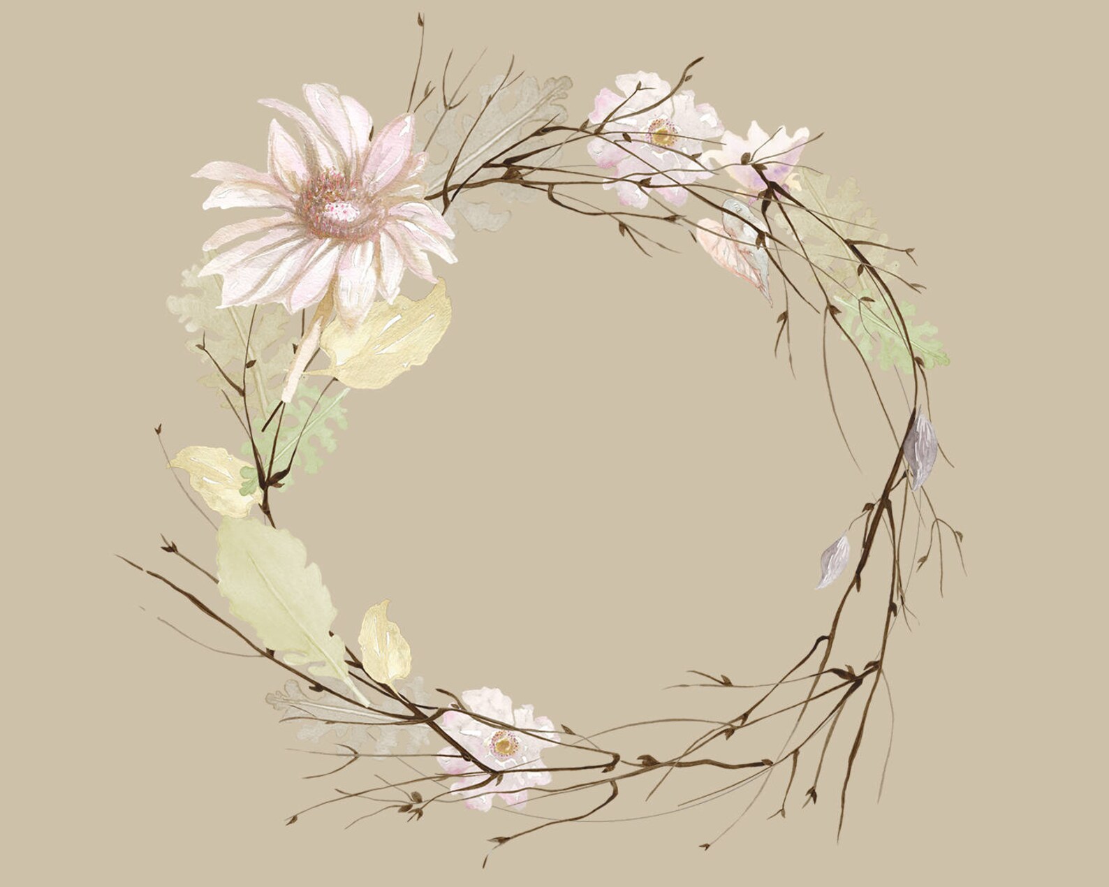 Watercolor Wreath Clipart Floral Wreath Clipart Botanical - Etsy