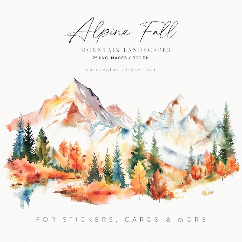 Mountains Watercolor - Etsy