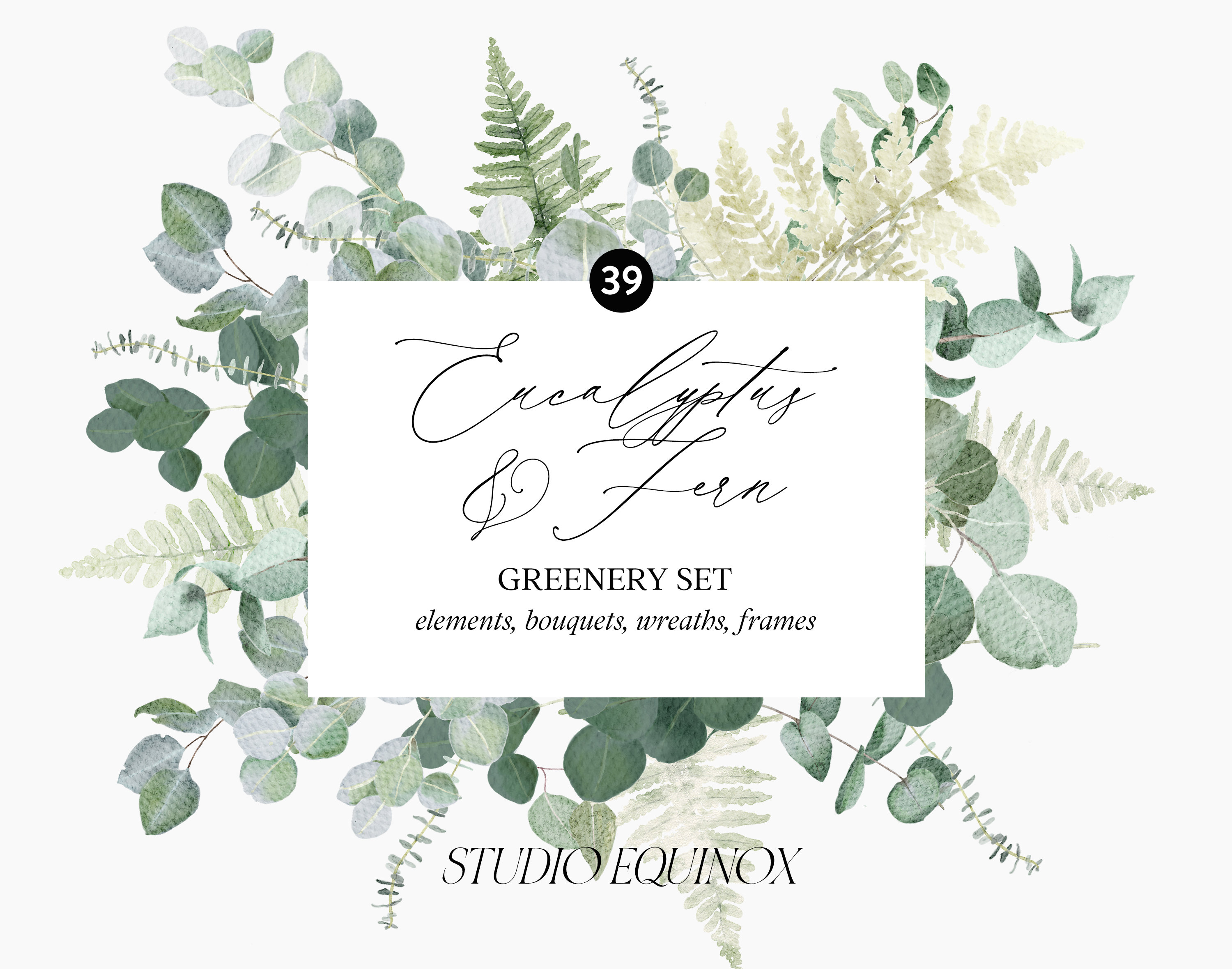 Eucalyptus and Fern Watercolor Clipart Greenery Clipart Soft - Etsy