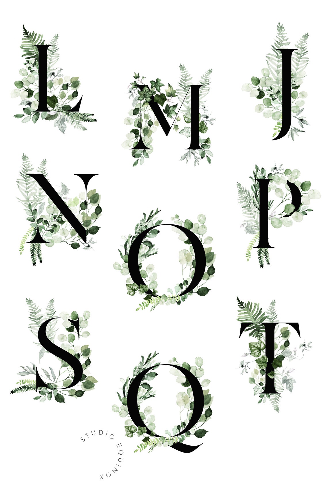 Ivy and Sage Greenery Alphabet Watercolor Greenery Letters - Etsy