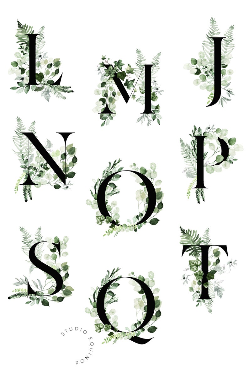 Ivy and Sage Greenery Alphabet Watercolor Greenery Letters - Etsy