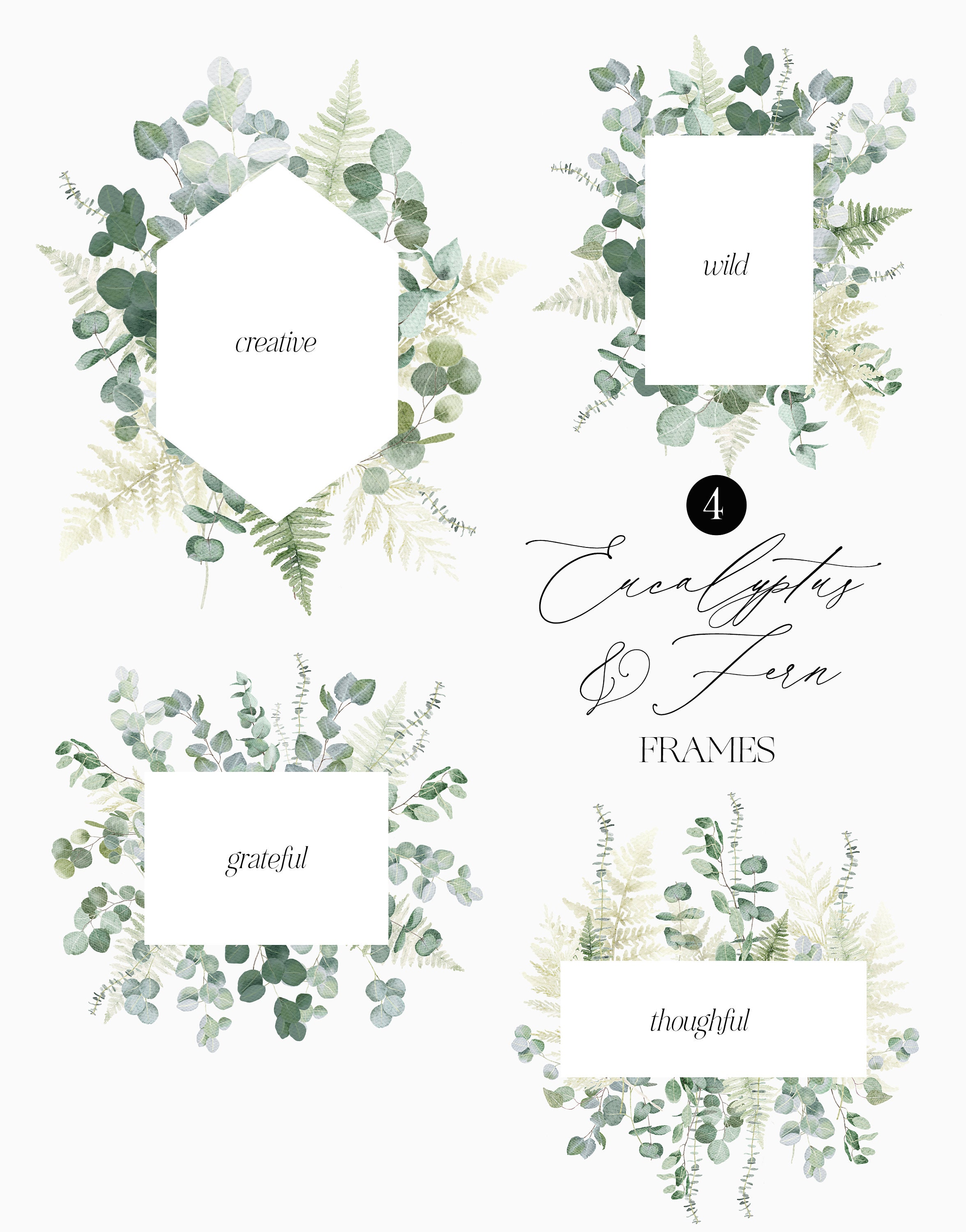 Eucalyptus and Fern Watercolor Clipart Greenery Clipart Soft - Etsy