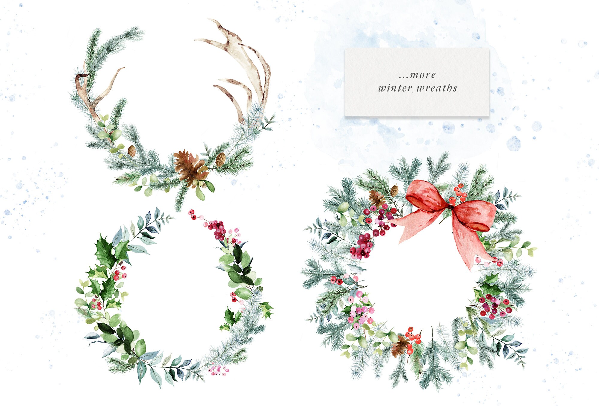 Winter Greenery Watercolor Graphics Christmas Photo Frame - Etsy