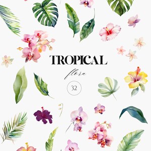 Tropical Watercolor Clipart - Summer Clipart - Tropical Greenery ...