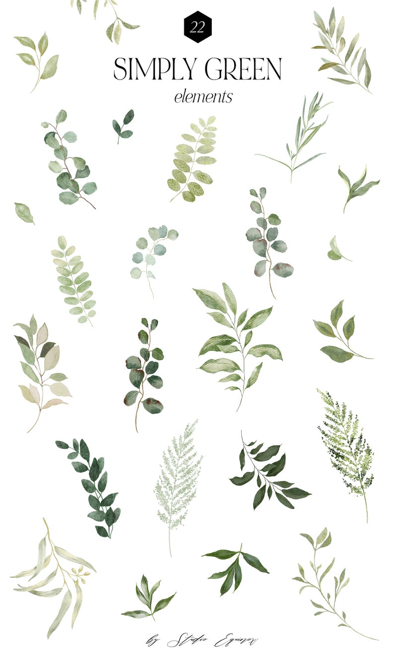 Watercolor Greenery Clipart Set Greenery Wreath Watercolor - Etsy