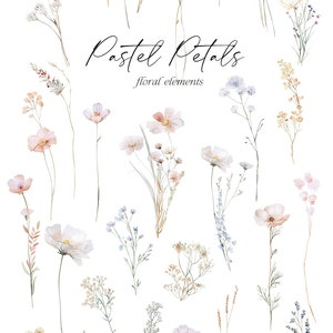 Watercolor Wildflower Clipart, Floral Wreath, DIY Elements (PNG) - Etsy