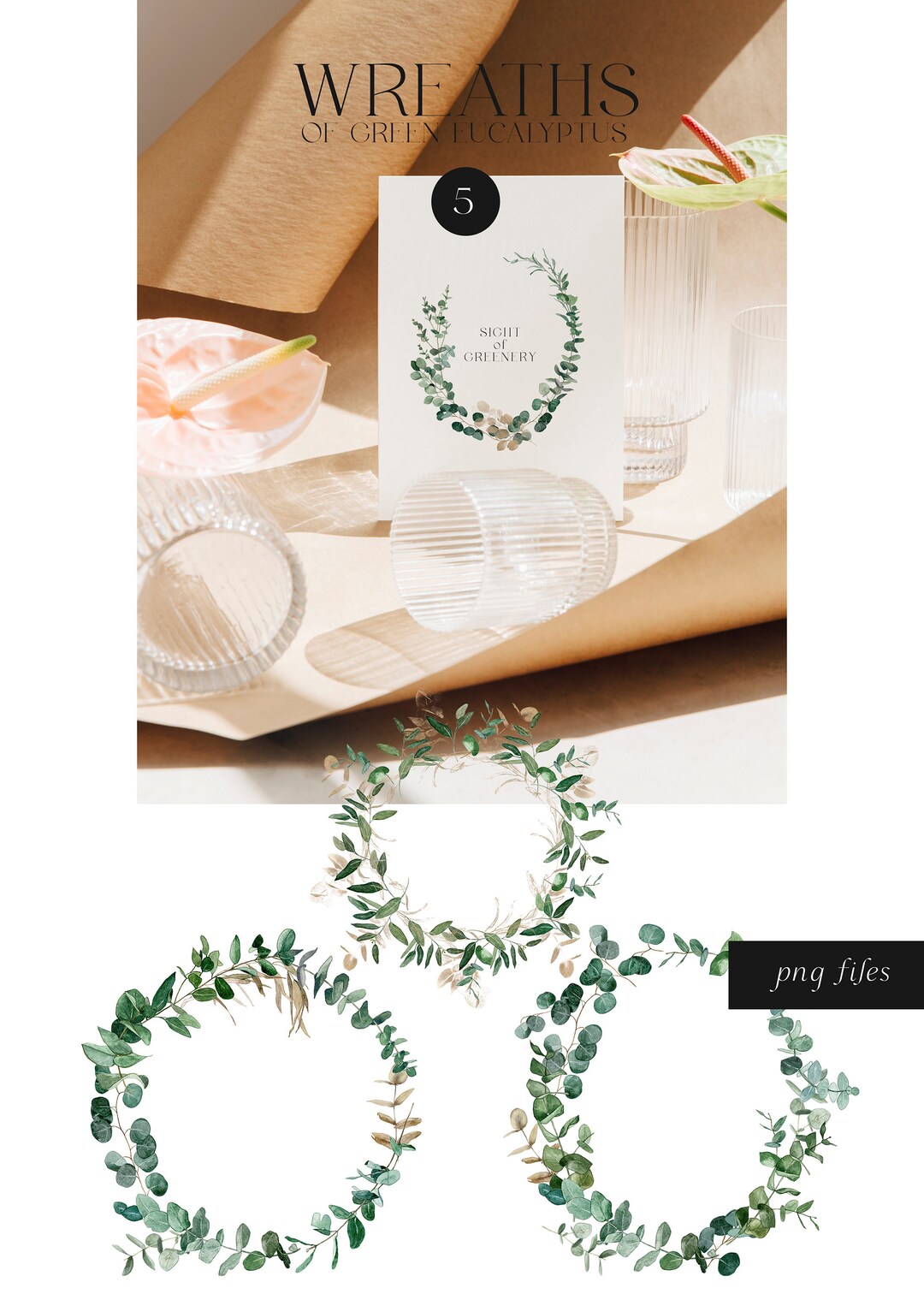 Watercolor Eucalyptus Wreath Clipart, Eucalyptus Wreath, Greenery ...