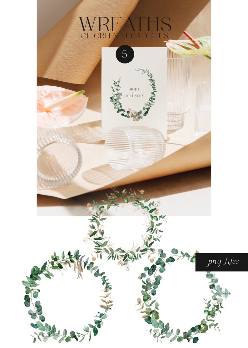 Watercolor Eucalyptus Wreath Clipart Eucalyptus Wreath - Etsy