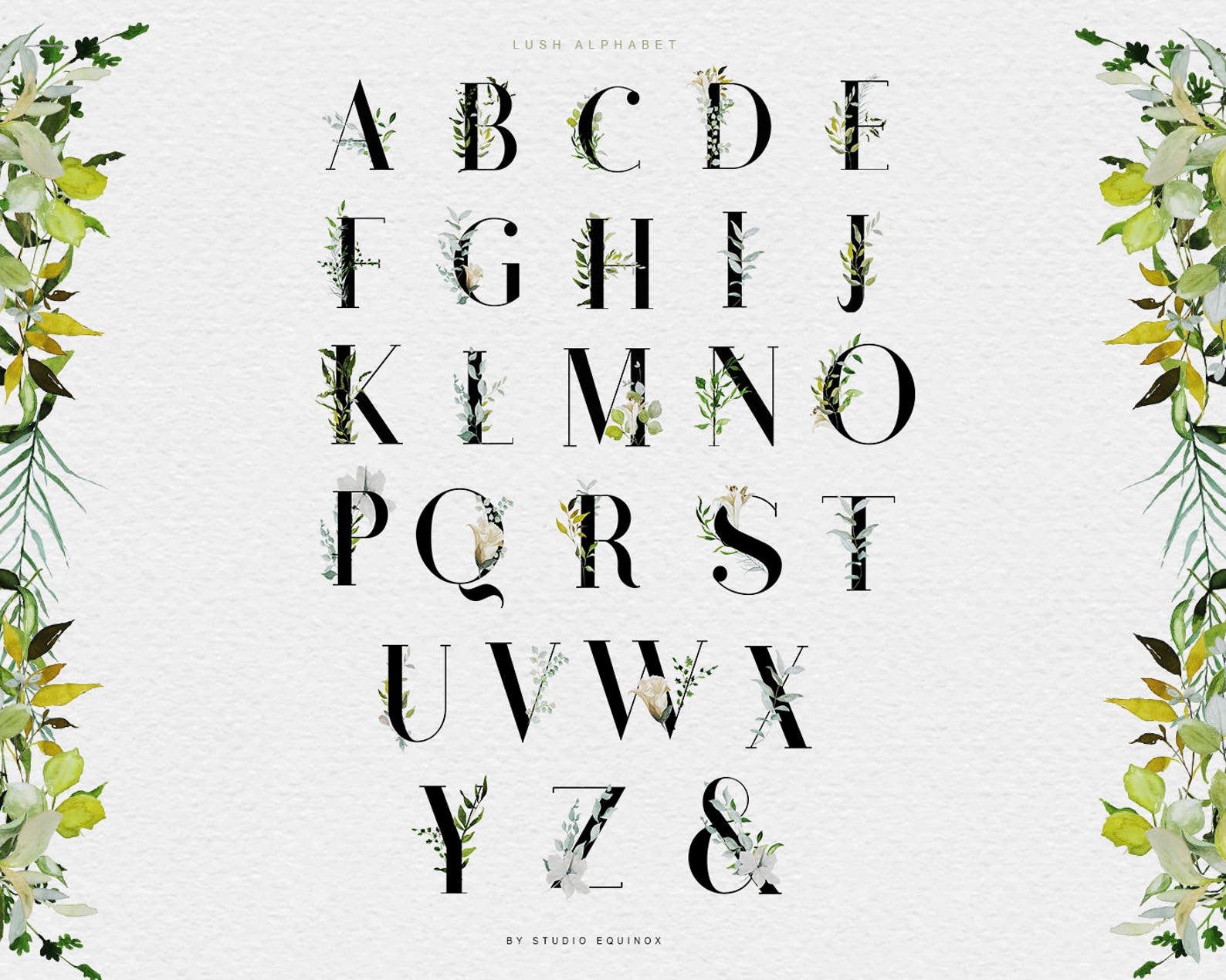 Watercolor Greenery Alphabet Greenery Letters Clipart | Etsy