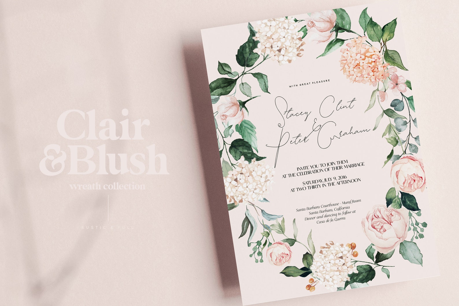 Clair & Blush Watercolor Blush Graphic Set Summer Floral - Etsy
