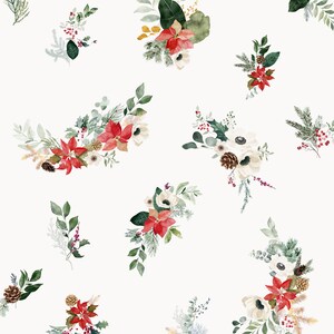 Winter Watercolor Clipart - Christmas Flowers - Pine Clipart ...
