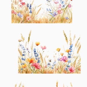 Watercolor Floral Clipart, Wheat Field Borders Clipart, Wheats Field ...