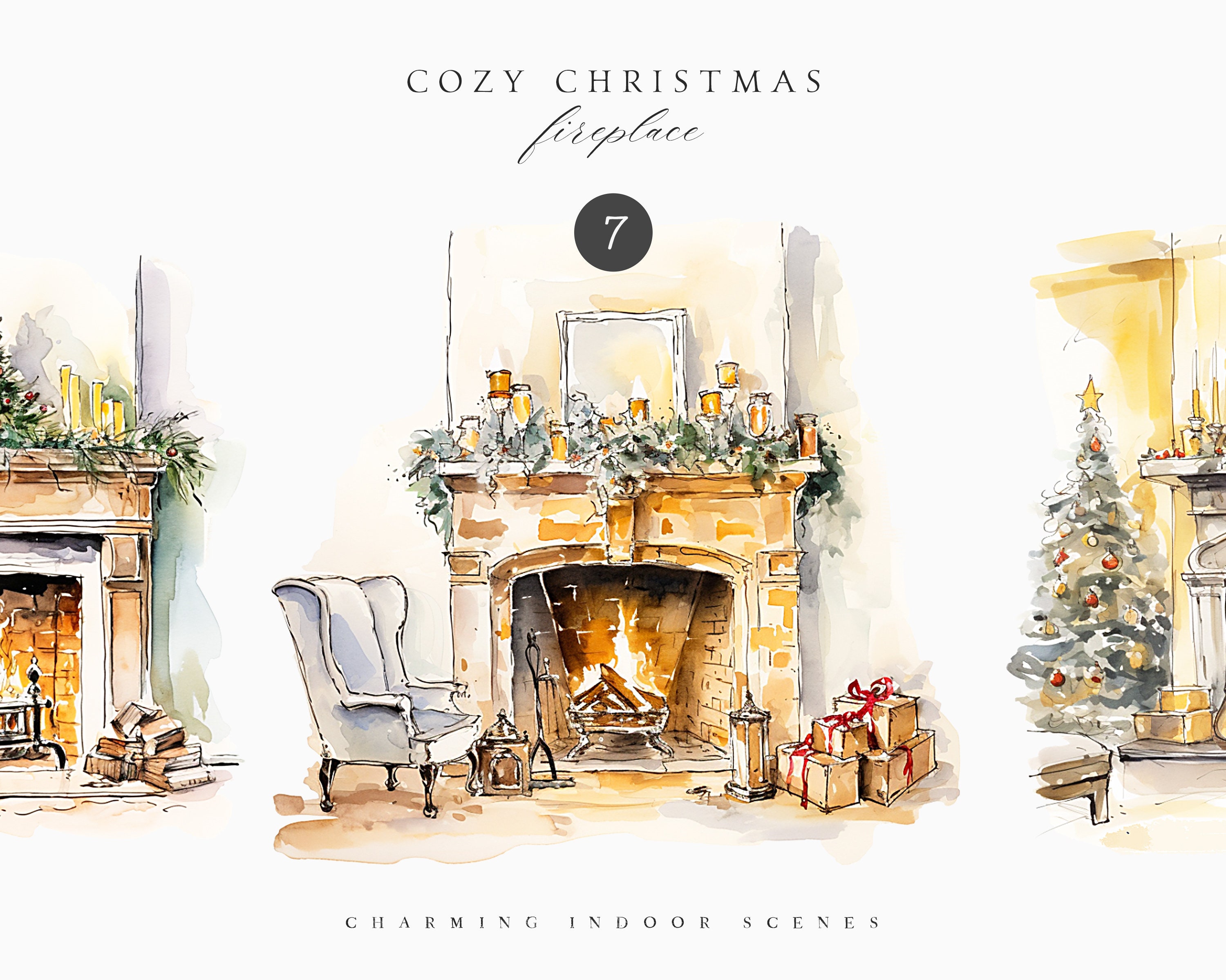 Christmas Fireplace Drawing