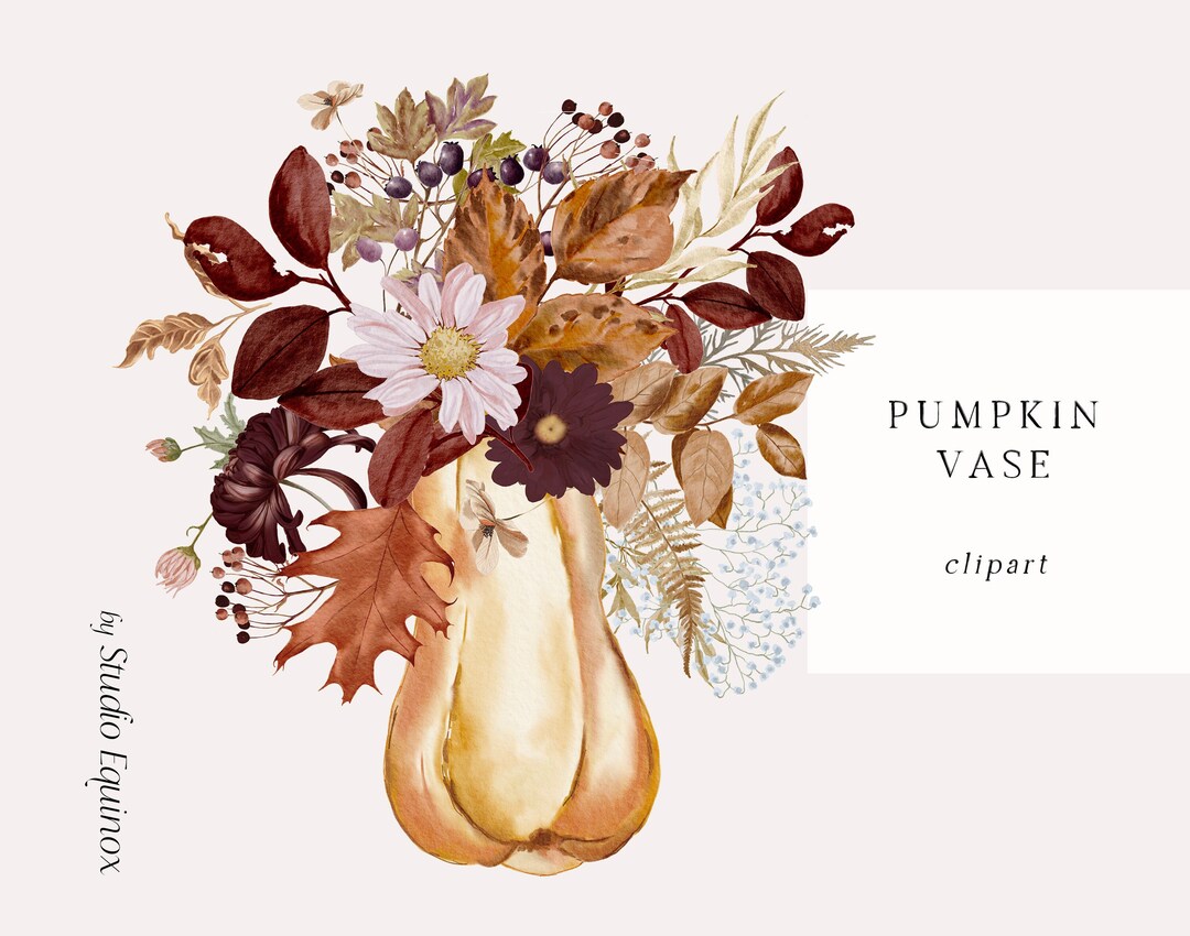 Autumn Celebration Watercolor Pumpkin Vase Clipart Pumpkin - Etsy