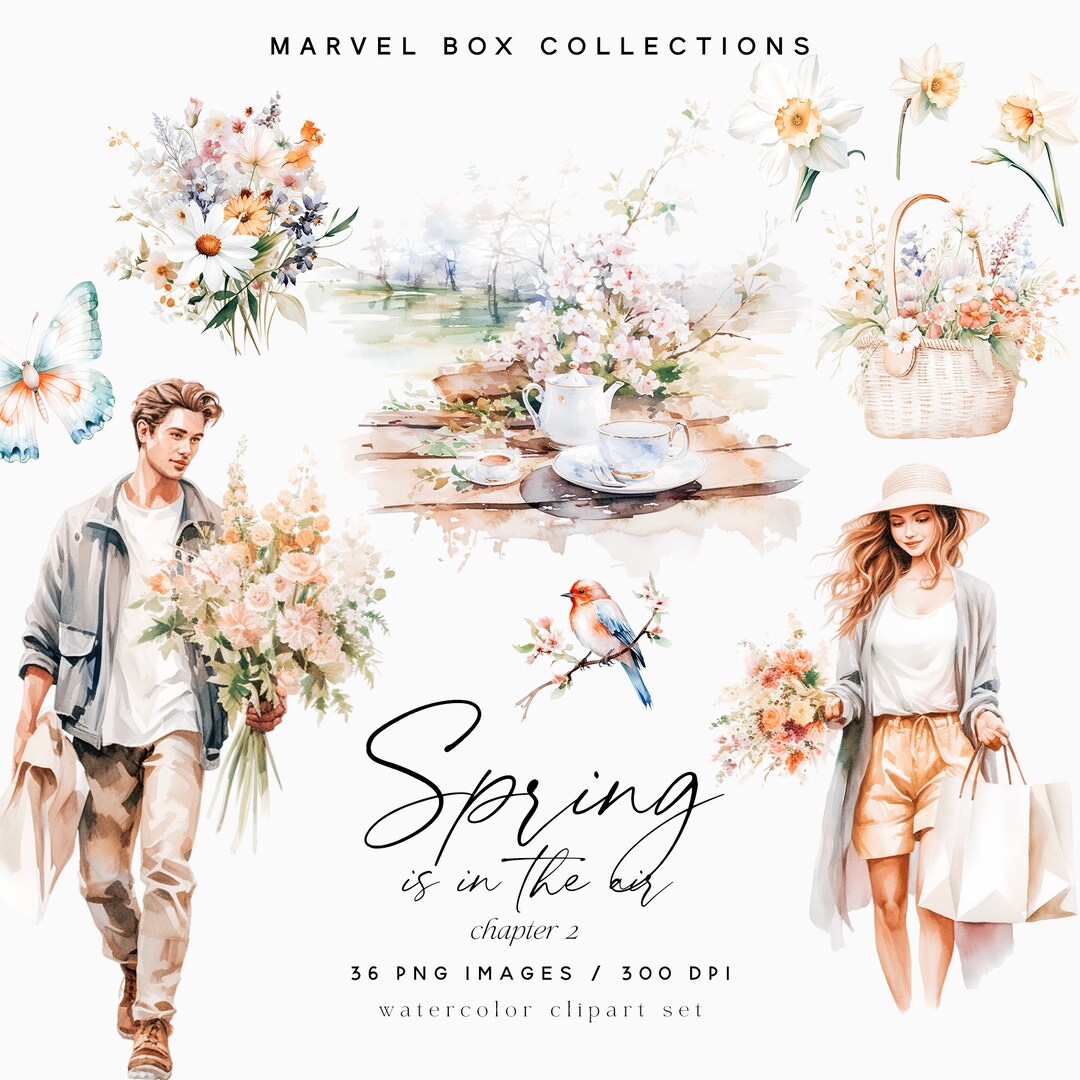 Watercolor Spring Clipart, Spring Wildflowers, Spring Bouquets ...