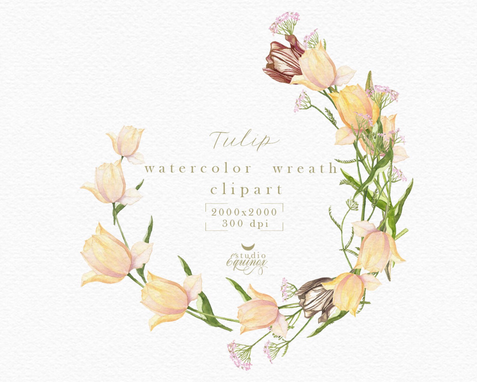 Watercolor Wreath Clipart Tulip Wreath Clipart Wild Flowers - Etsy