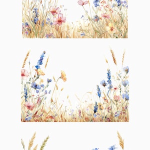 Watercolor Wheat Field Clipart, Autumn Floral Borders (PNG) - Etsy