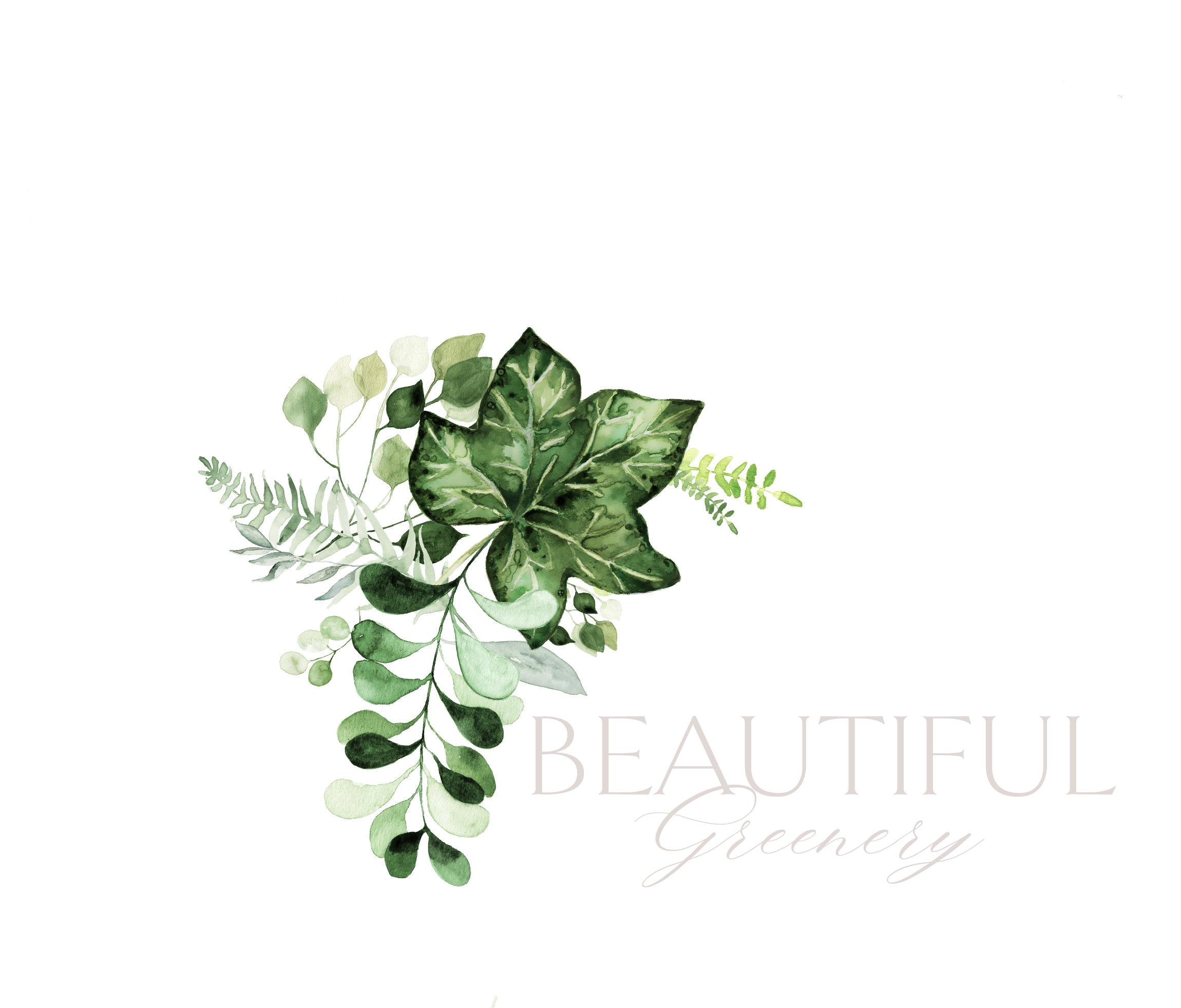 Beautiful Greenery Watercolor Greenery Bouquets Greenery - Etsy