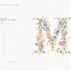 Watercolor Floral Alphabet, Wildflowers Clipart, Floral Letters and ...